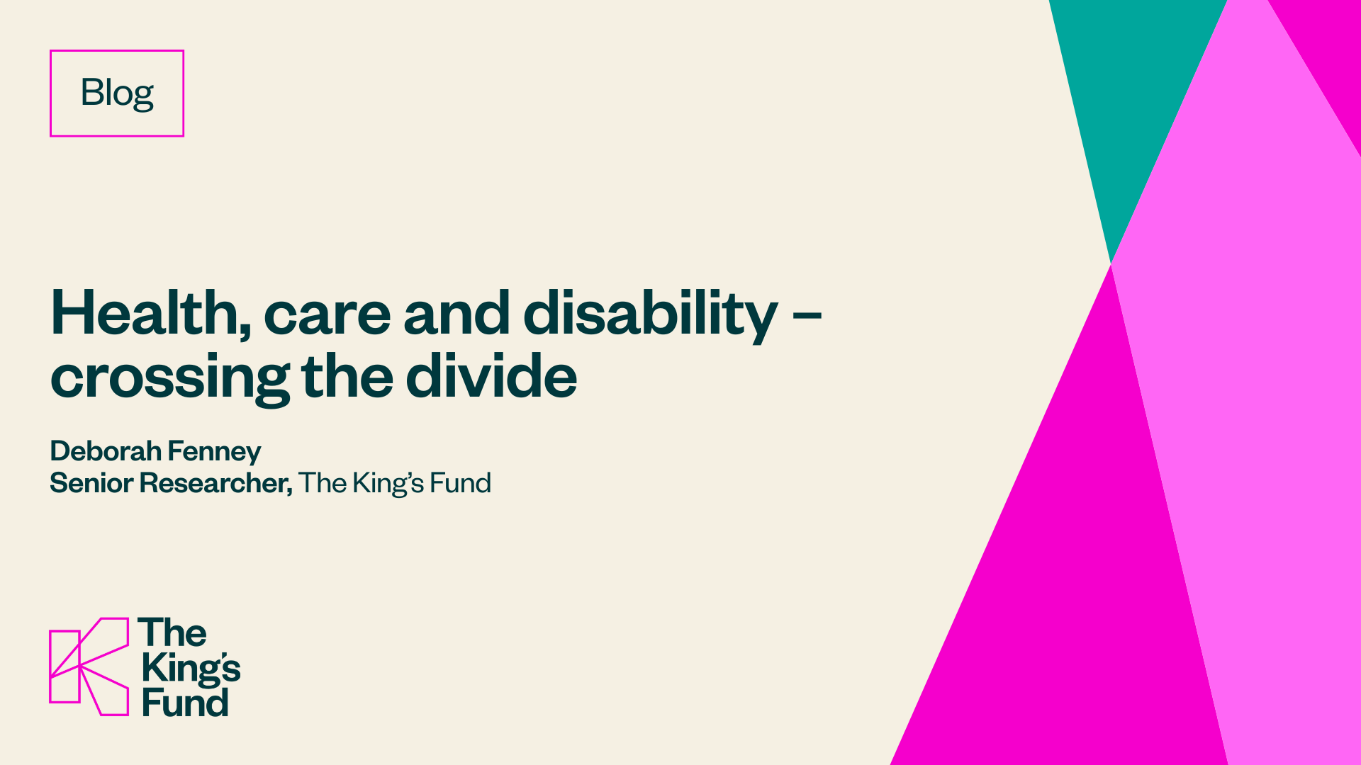 Health, Care And Disability – Crossing The Divide | The King's Fund