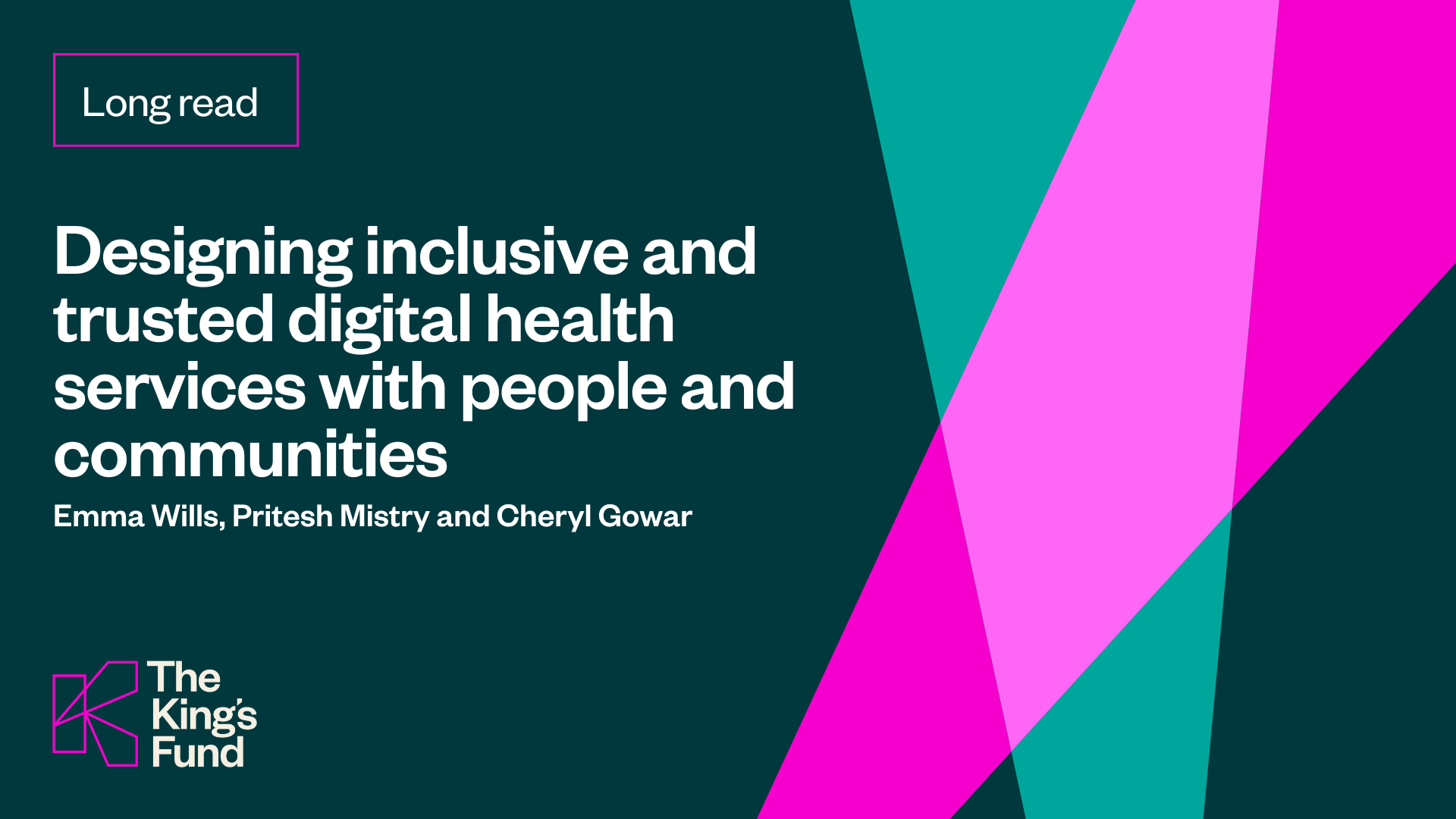 Designing Inclusive Digital Health Services With Communities | The King ...