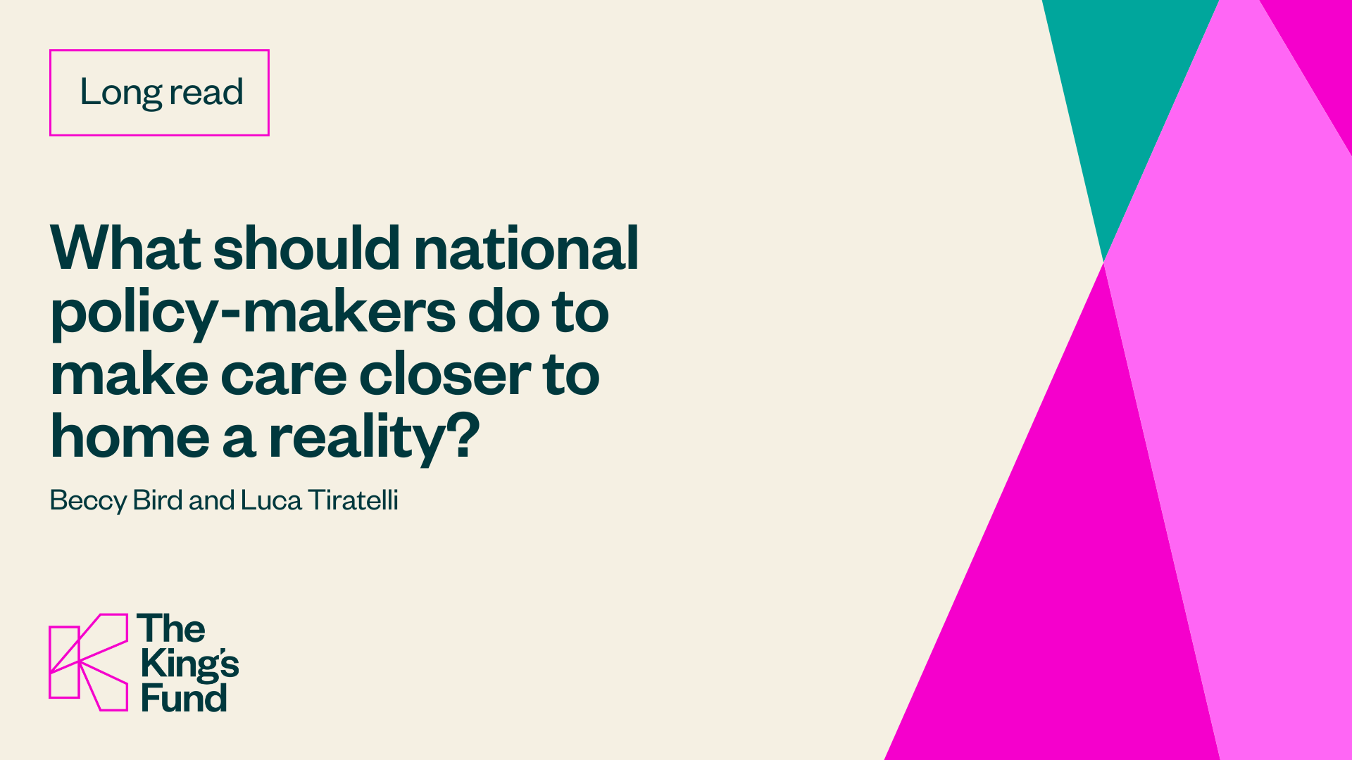 What Should National Policy-Makers Do To Make Care Closer To Home A ...