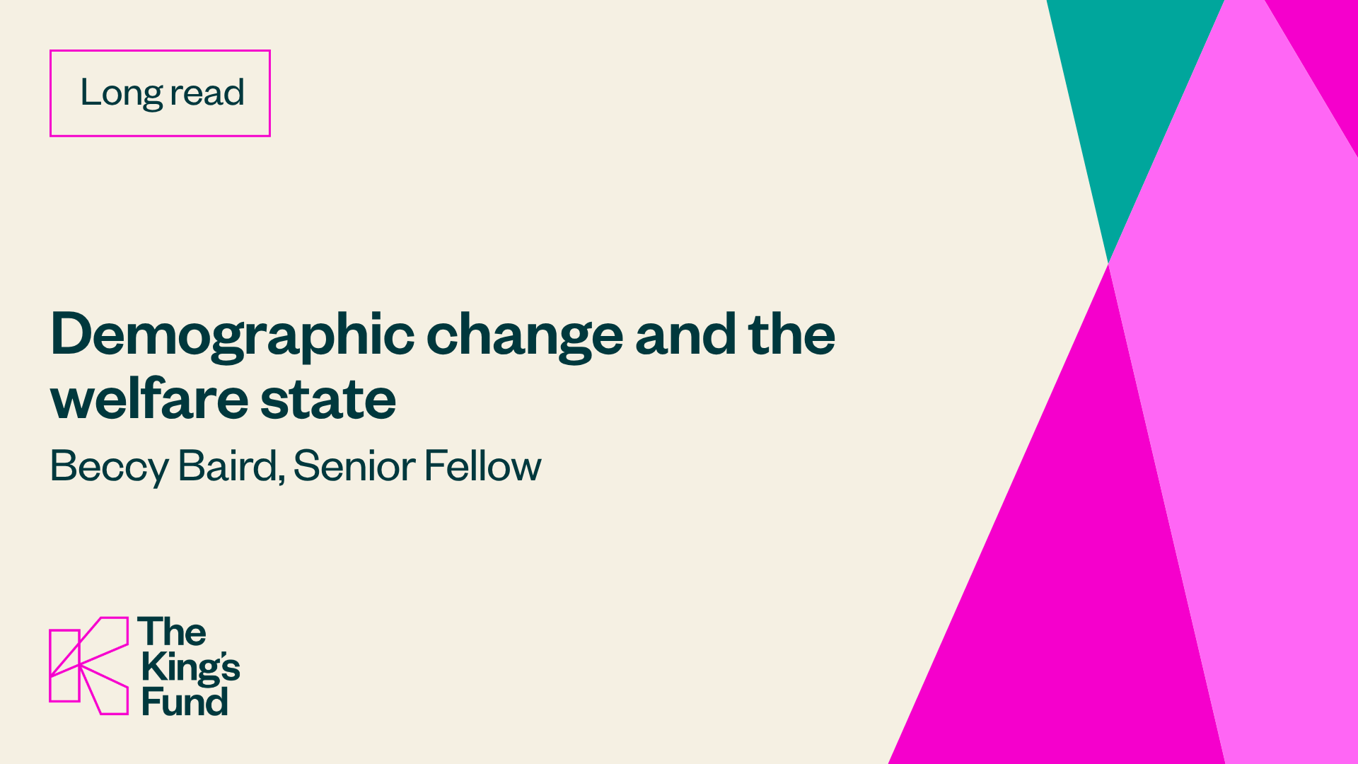 Demographic Change And The Welfare State | The King's Fund